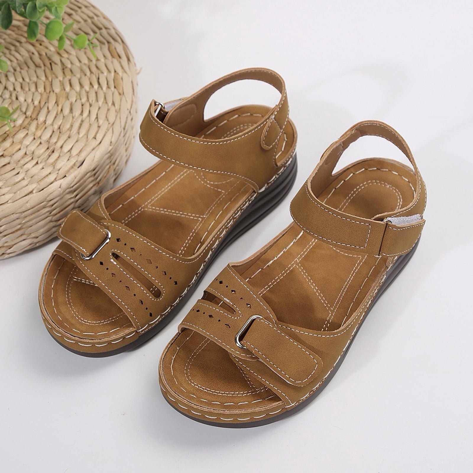 CPNG Women Wedge Sandals Orthopedic Dressy Arch Support Adjustable Hook ...