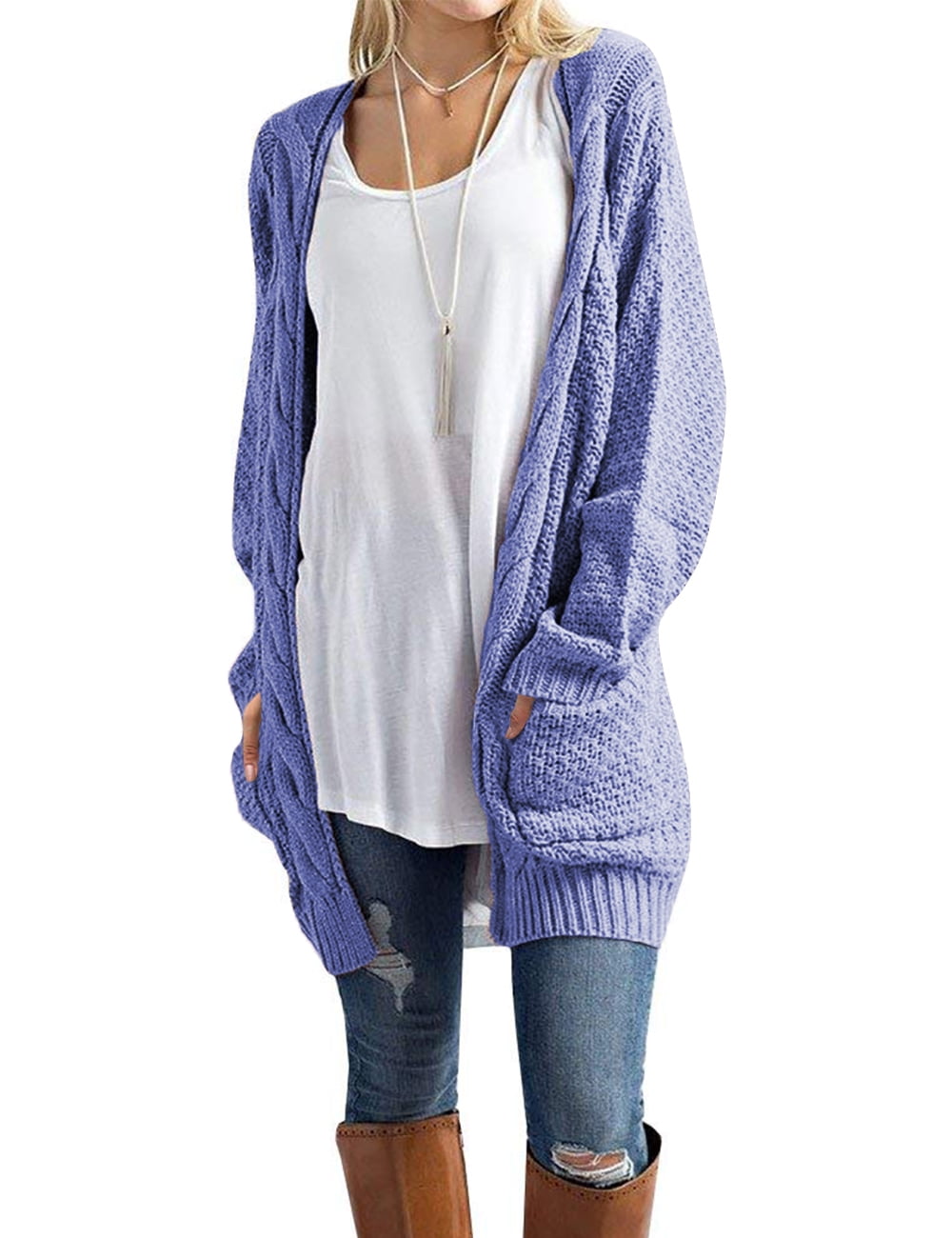 CPOKRTWSO Women's Oversized Cardigan Sweaters Long Sleeve Open Front ...