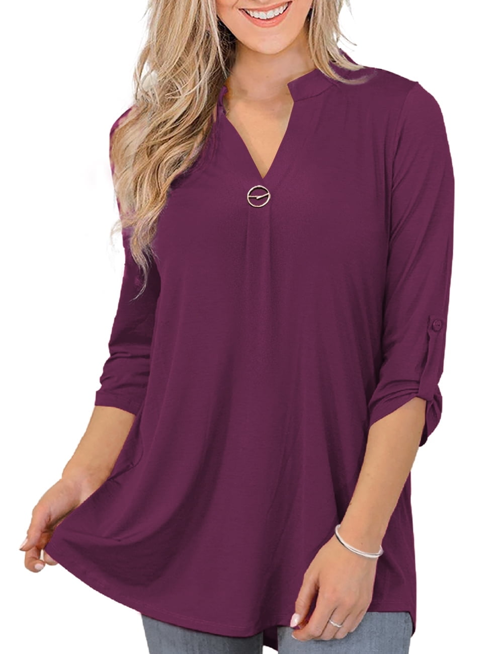 Cpokrtwso Womens Clothes Plus Size Tunic Tops 3 4 Length Sleeve Shirts