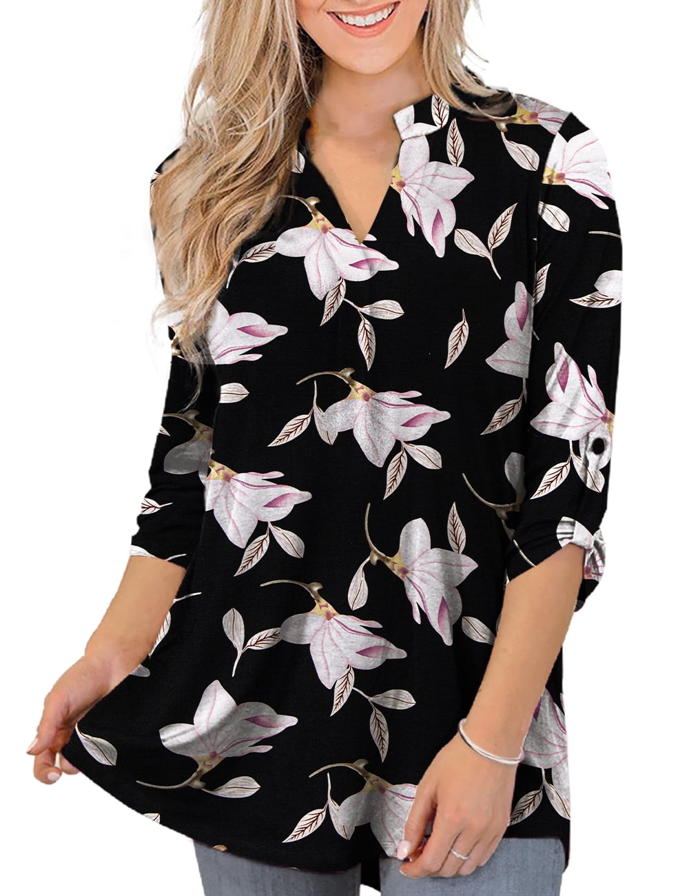 Cpokrtwso Womens Clothes Plus Size Tunic Tops 3 4 Length Sleeve Shirts