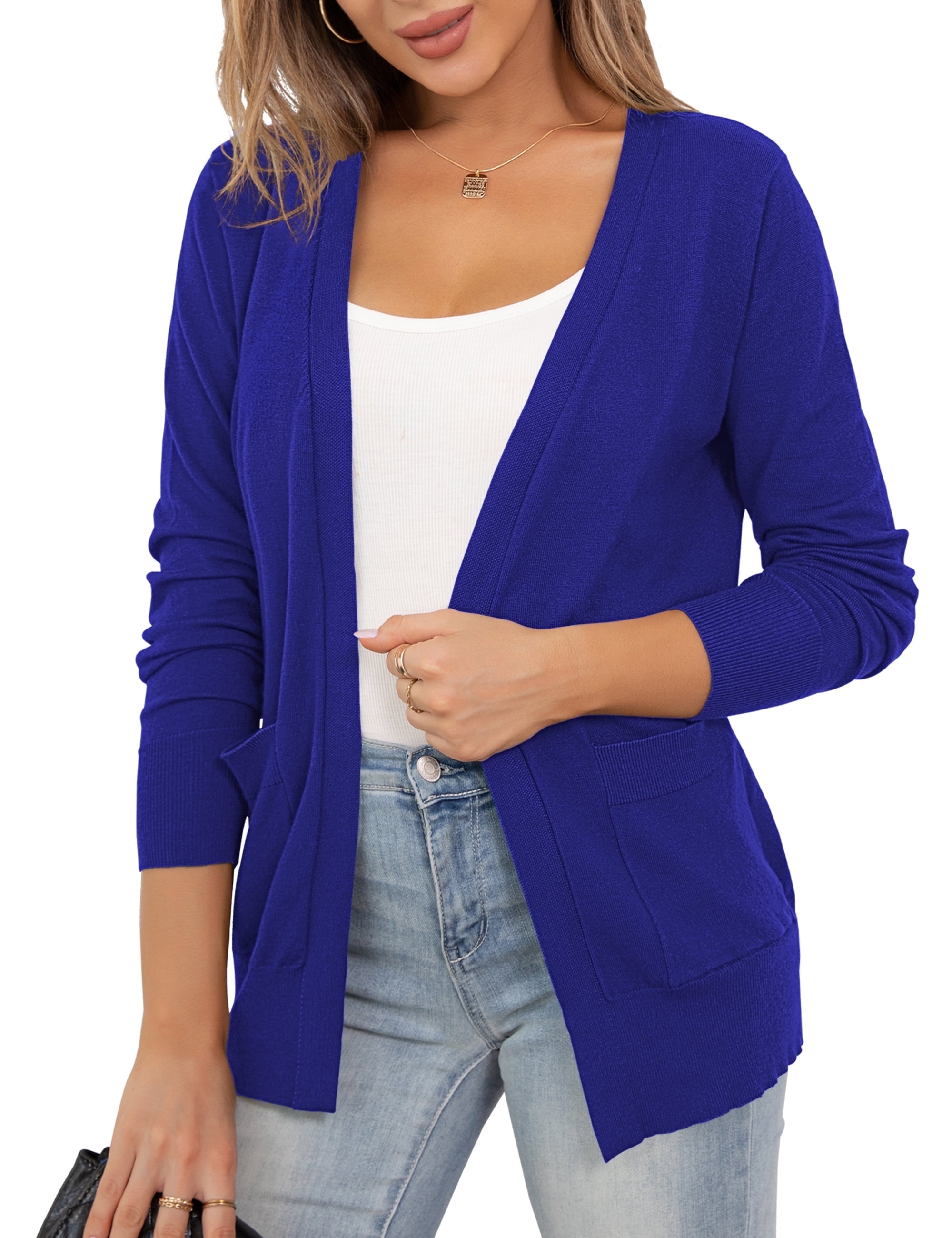 CPOKRTWSO 2025 Women's Cardigan Sweaters Long Sleeve Open Front Knit ...