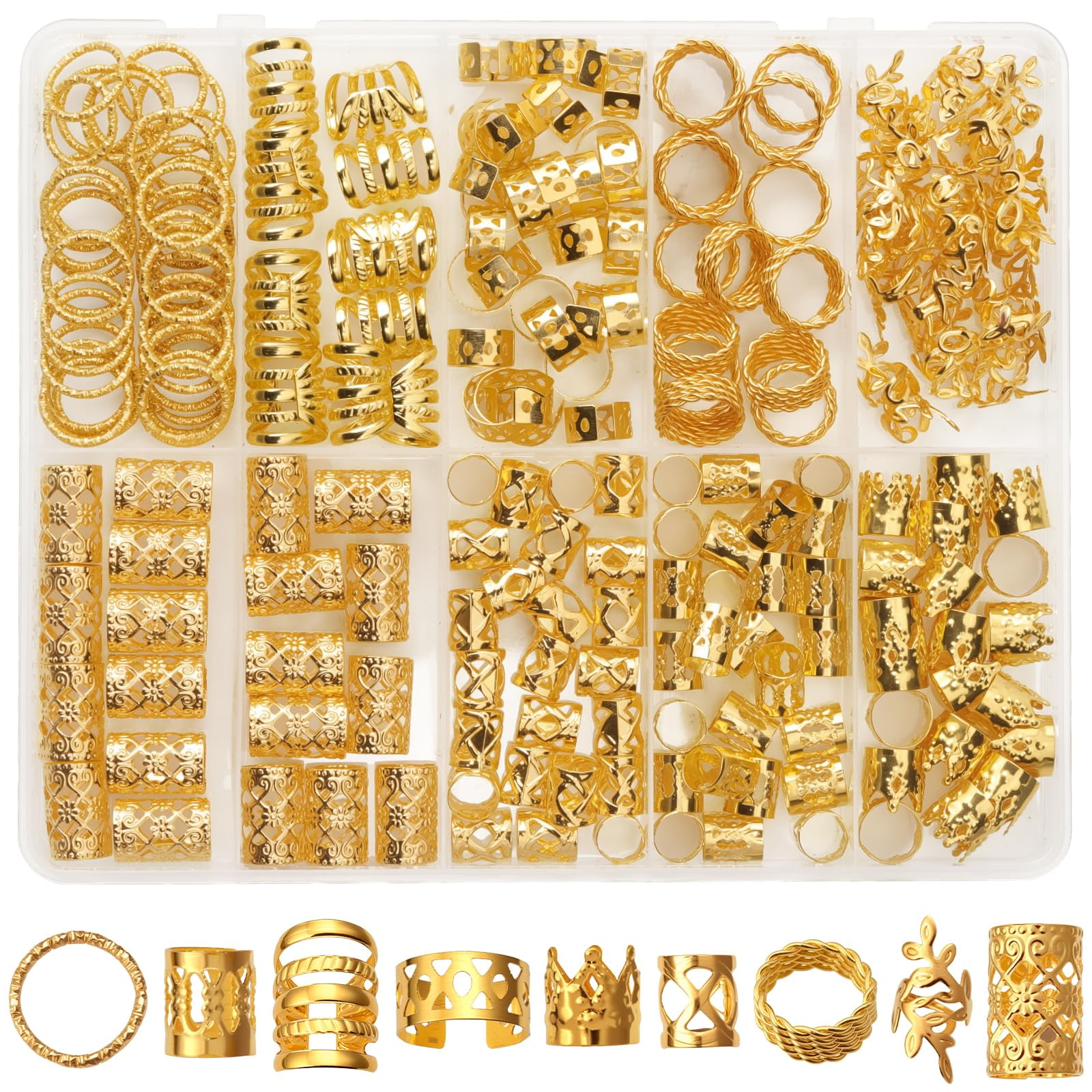 CPOXITI 220Pcs Hair Jewelry BDF32 for Dreadlock, Metal Hair Charms for ...