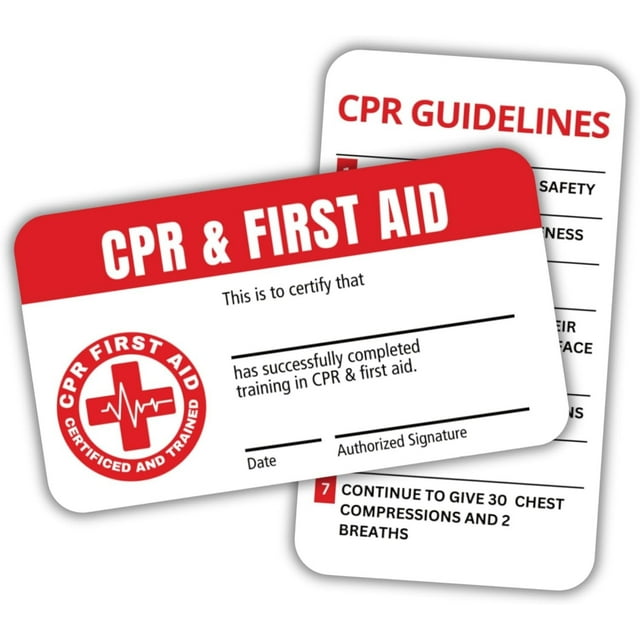 CPR First Aid Certified Trained Card 5 pk 2x3.5 Laminated Wallet Sized ...