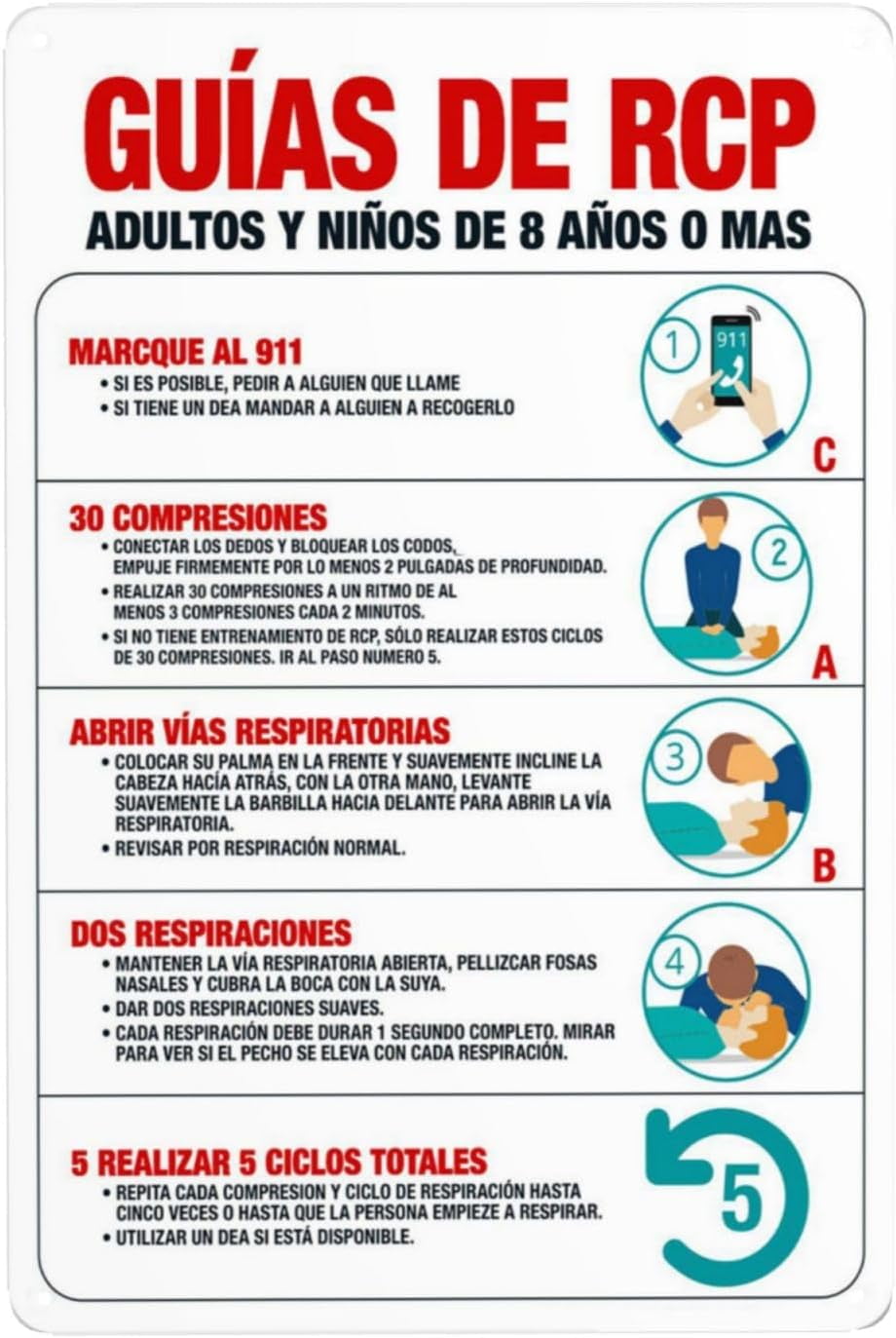 CPR Guidelines Adults And Children 8 Plus Years Dial 911 30 ...