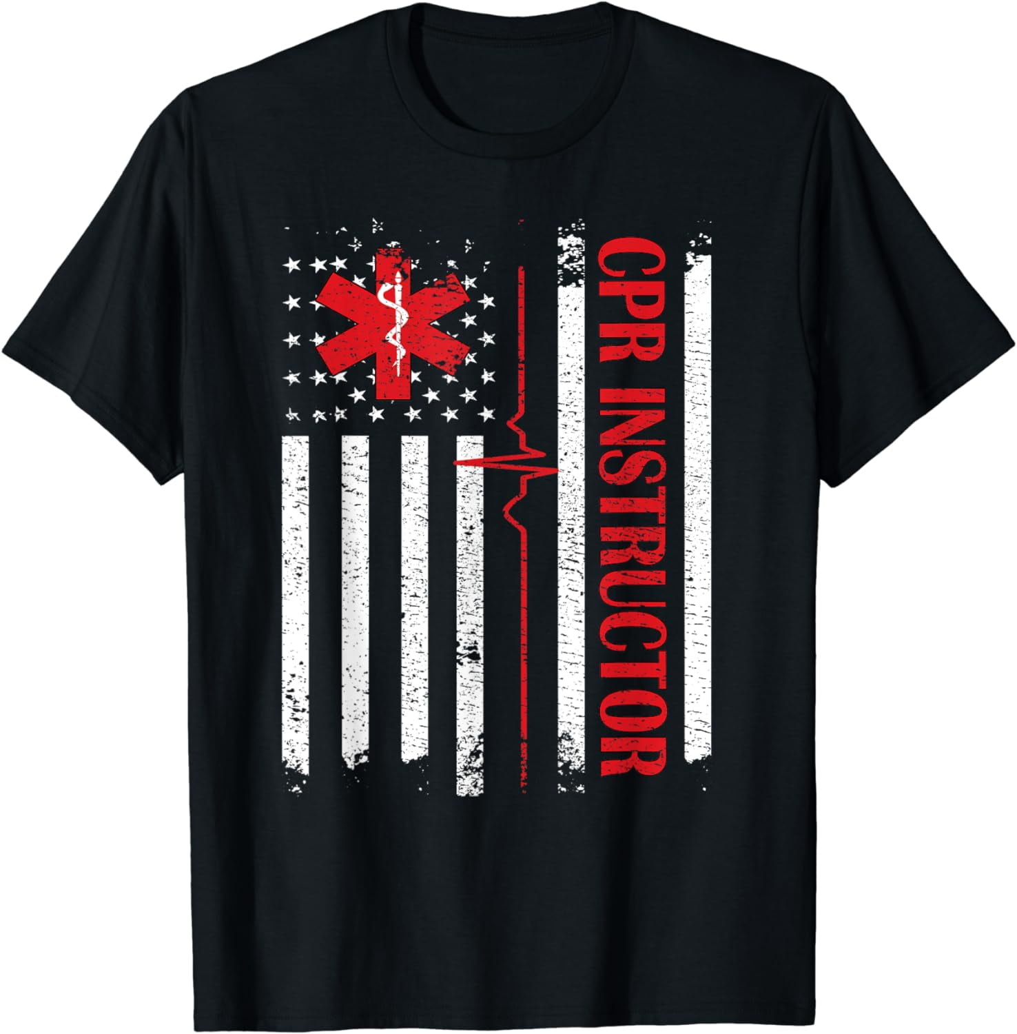 CPR Instructor American Flag EMS First AED T-Shirt - Walmart.com