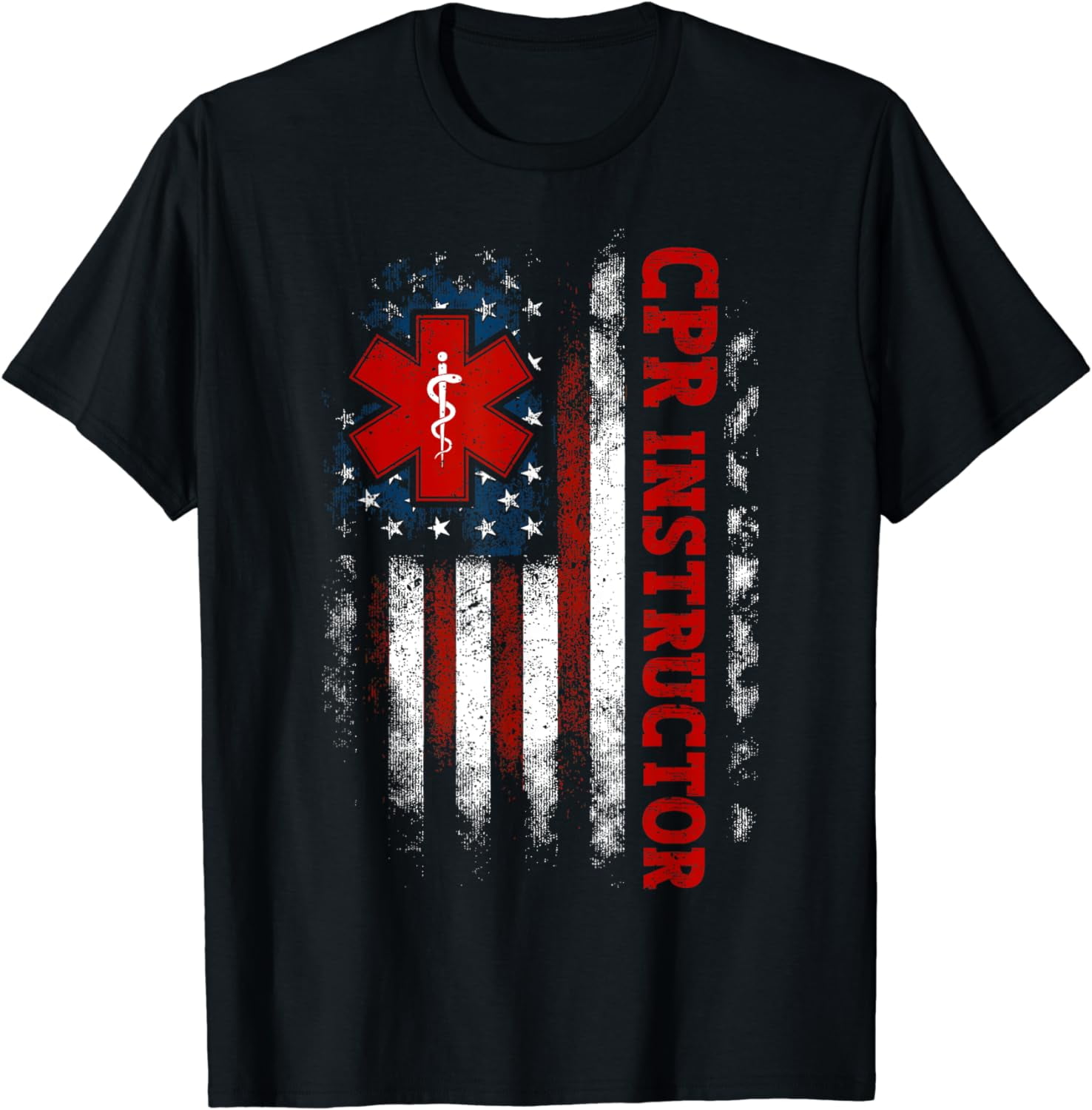 CPR Instructor American Flag First Aid EMT EMS Paramedic CPR Cotton T ...