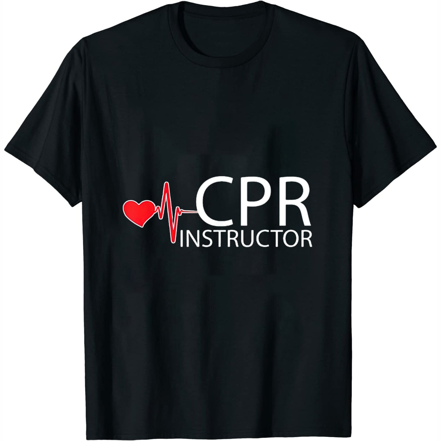 CPR Instructor Shirt with Heart and EKG Heartbeat Graphic Black ...