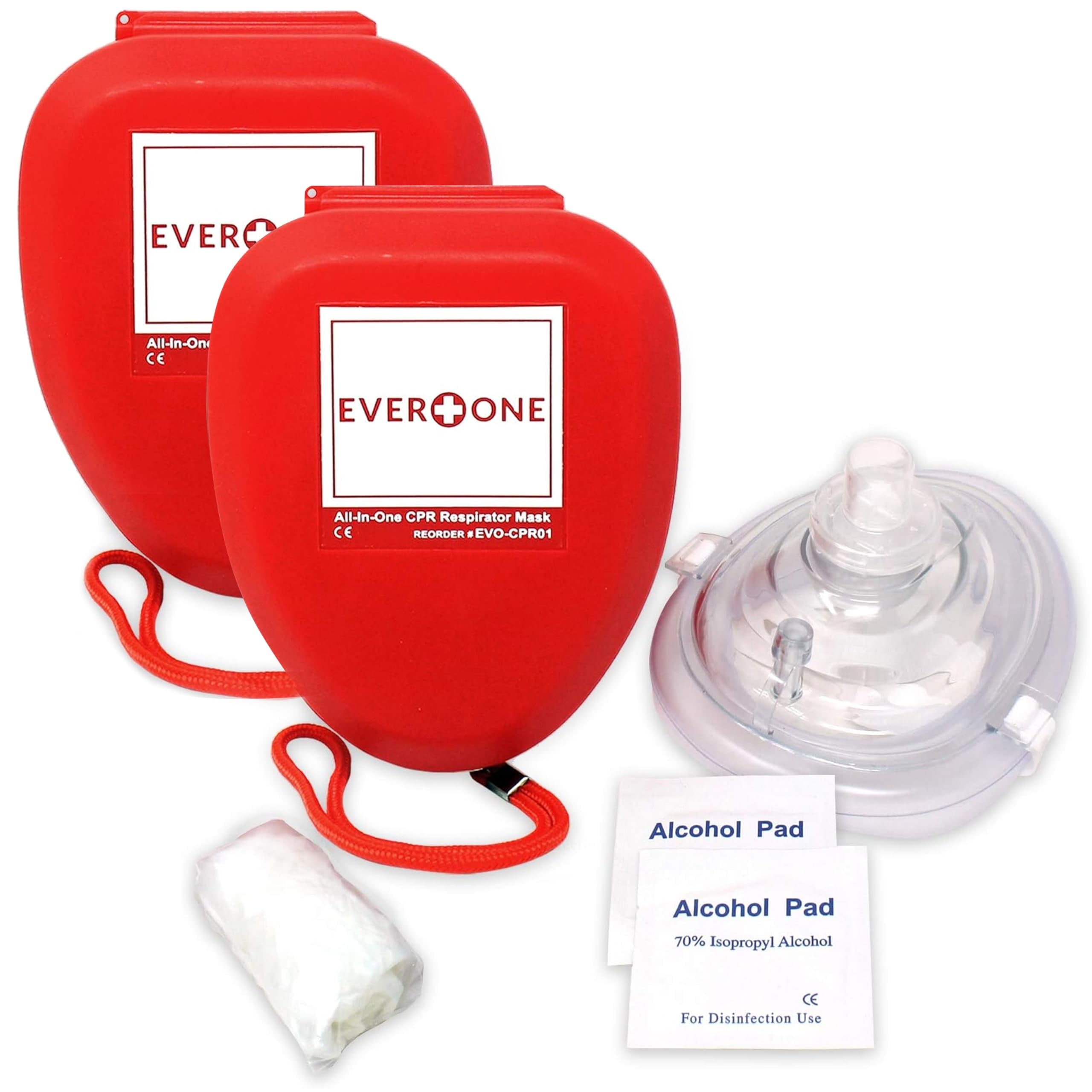 CPR Rescue Mask, Adult/Child Pocket Resuscitator, Hard Case with Wrist Strap + Gloves & Wipes ...