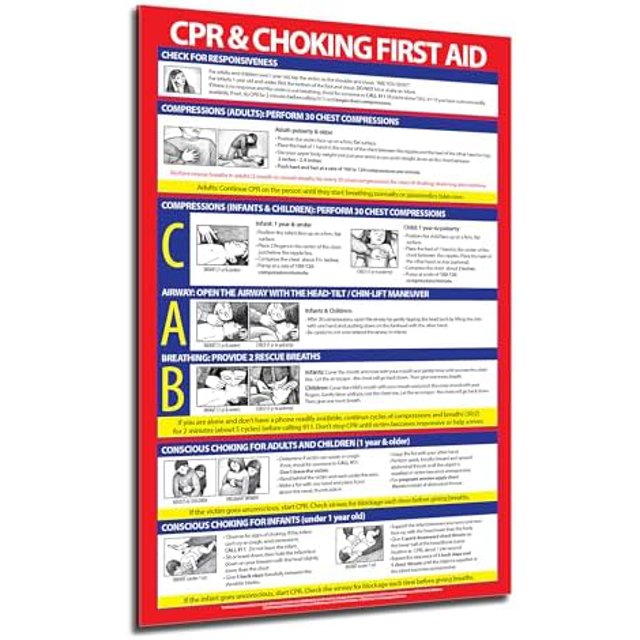 CPR and Choking Poster (5 Pack) - Laminated, 12 x 18 Inches - Heimlich ...