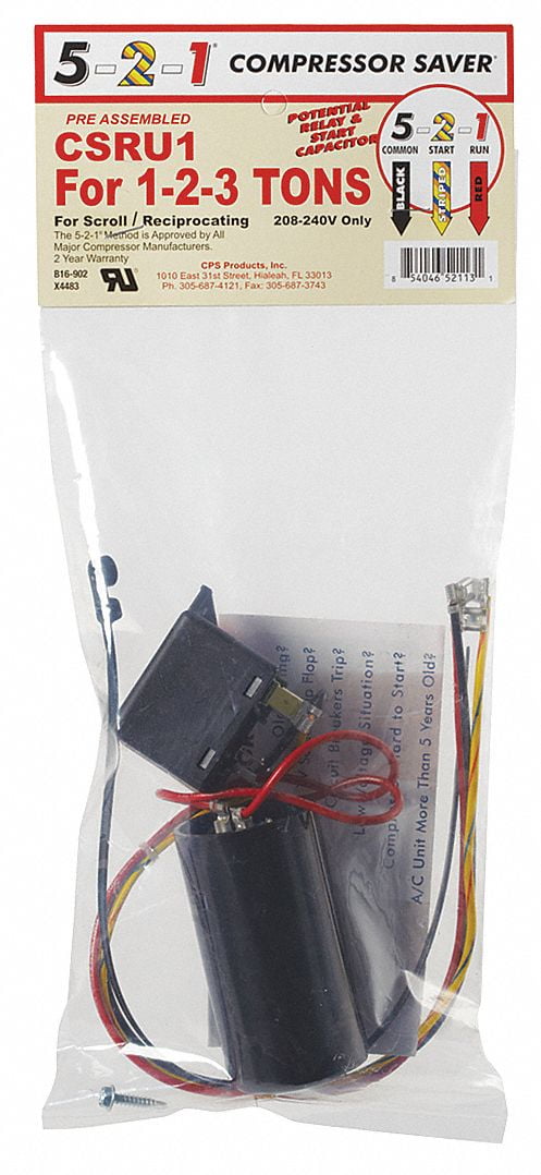 CPS CSRU2 5-2-1 Compressor Saver Hard Start Kit for 3.5 to 5 Ton Units ...