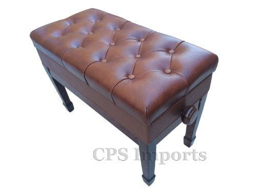 CPS Duet Size Genuine Leather Adjustable Artist Piano Bench in Walnut ...