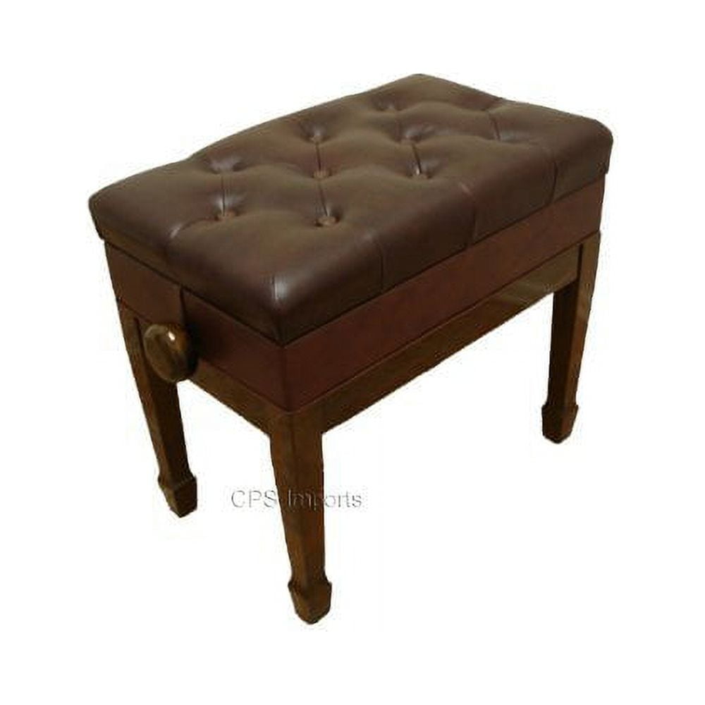 CPS Genuine Leather Adjustable Artist Piano Bench in Walnut - Walmart.com