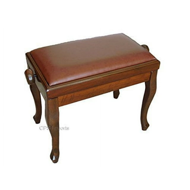 CPS Genuine Leather Classic Adjustable Piano Bench in Walnut - Walmart ...