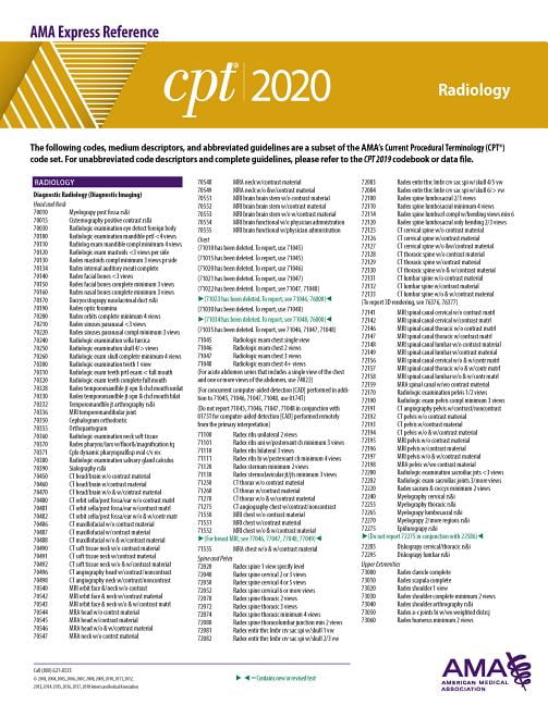 CPT 2020 Express Reference Coding Card: Radiology (Other) - Walmart.com