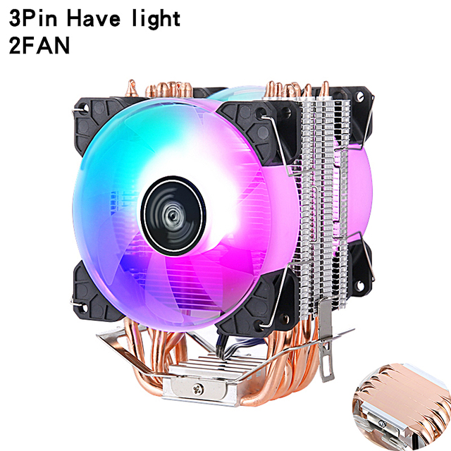 CPU Radiator PC Cooler 2/4/6 Heat Pipe Cooling 90mm Fan For Installing ...