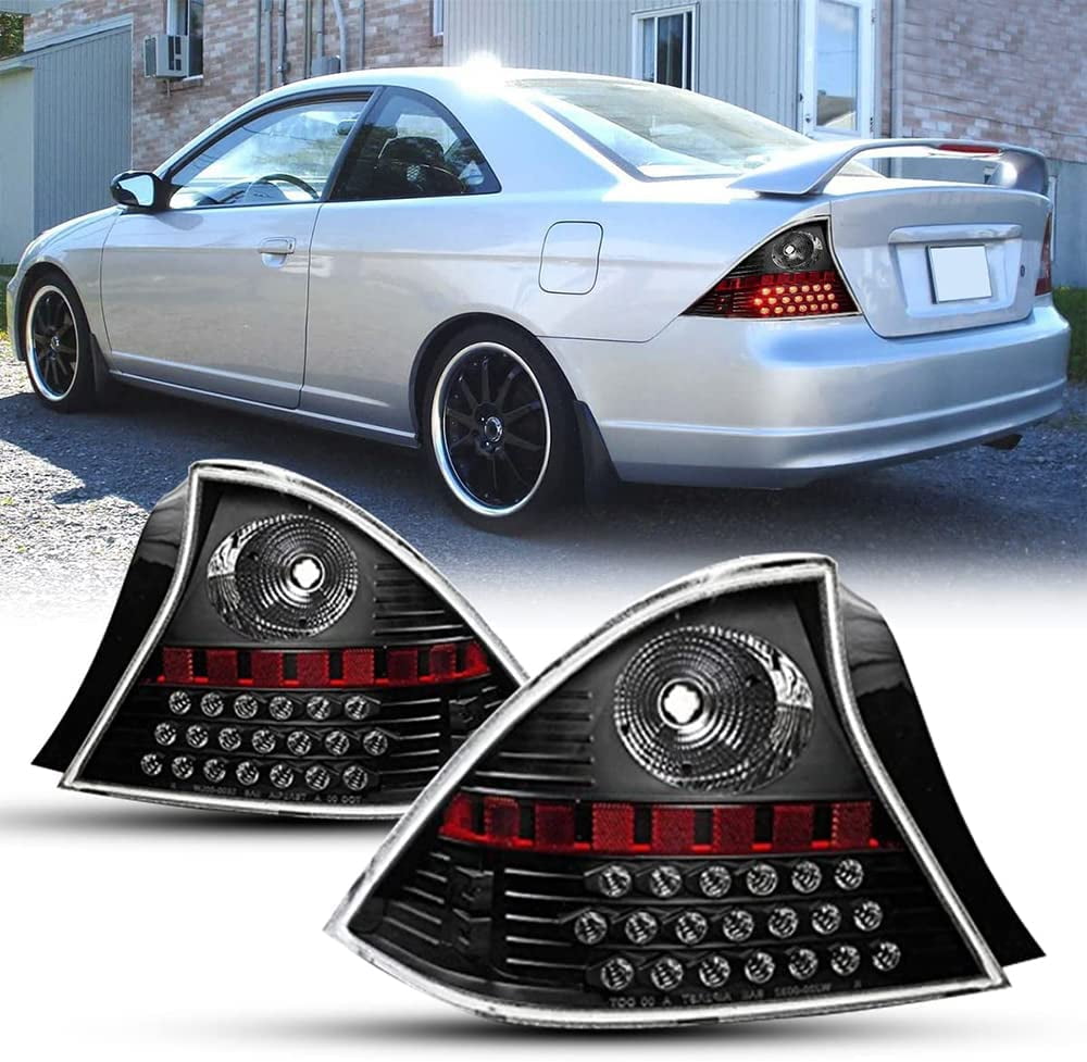 CPW Tail Lights for 2001 2002 2003 Honda Civic 2 Door Coupe with Led ...