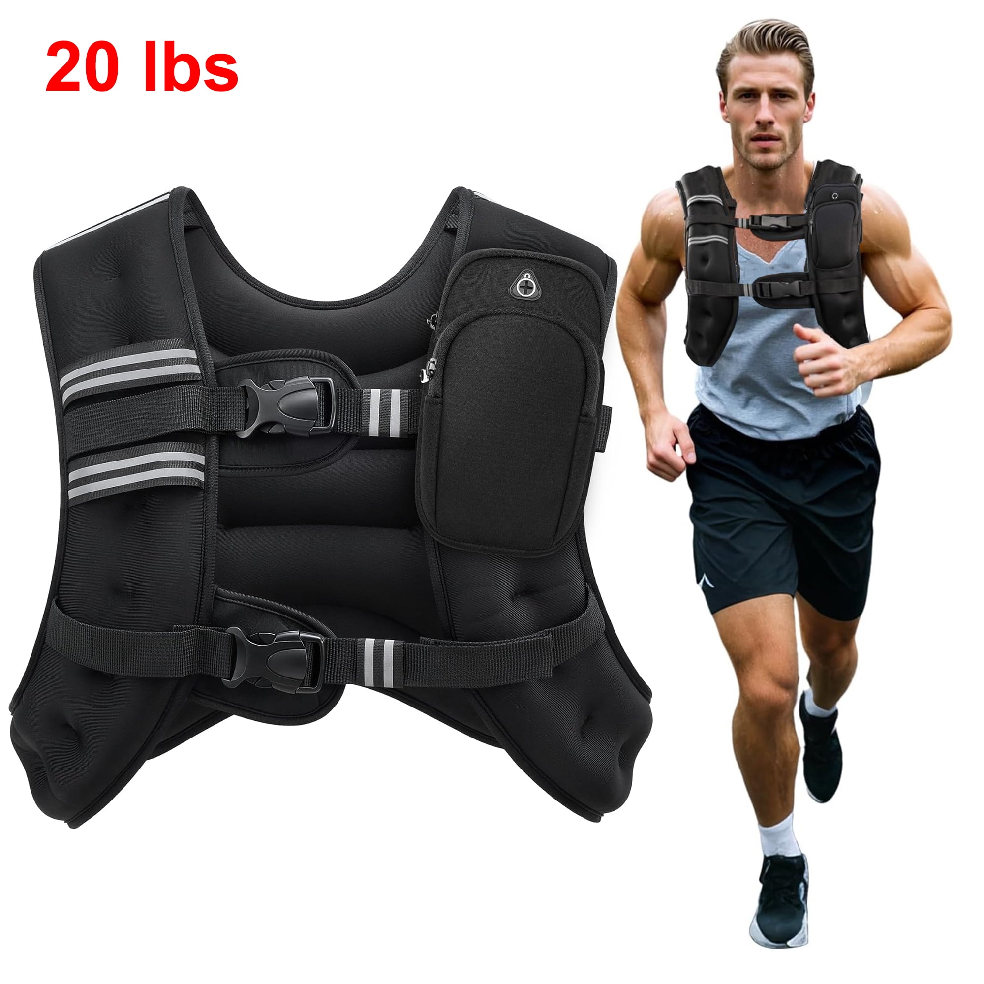 CPWVKI Weighted Vest 8 12 16 20 Lbs with Reflective Stripe and ...