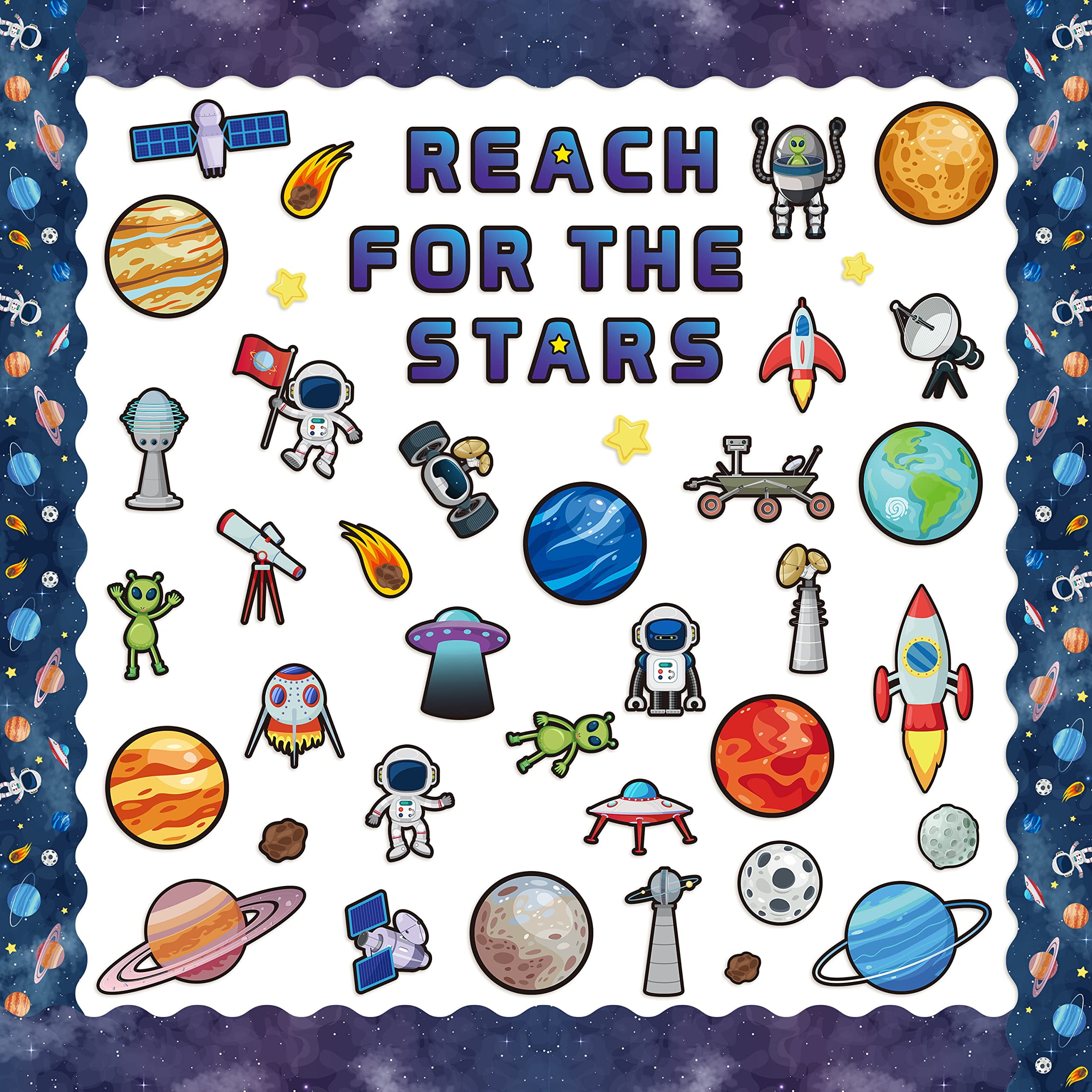 CPicdn 121Pcs Outer Space Classroom Bulletin Board Decorations Set ...