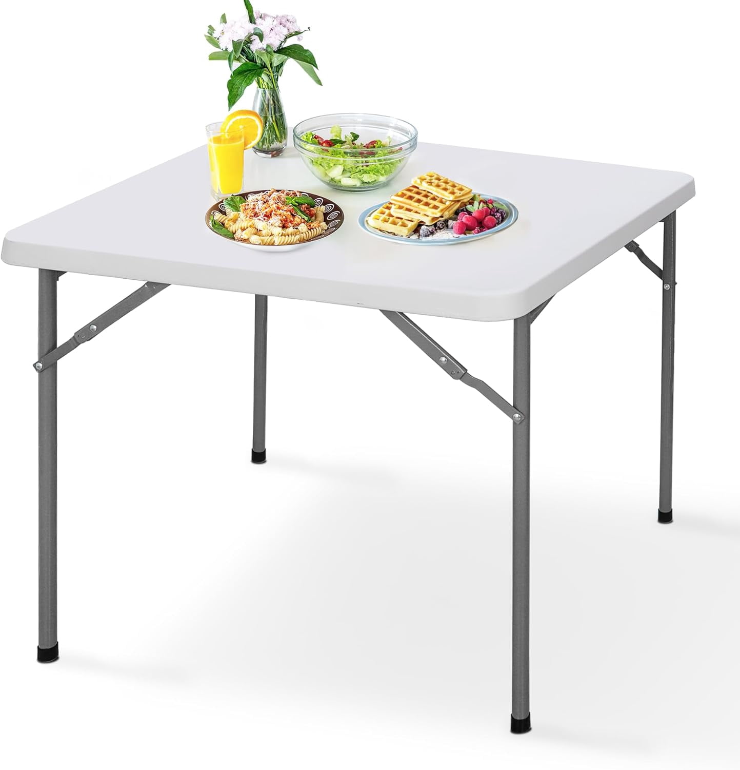 CQAOE 3FT Square Plastic Folding Table, Portable Indoor Outdoor Heavy ...