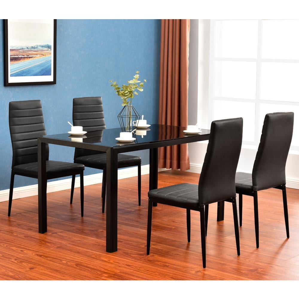 CQAOE 5-Piece Modern Dining Set for Small Spaces, Glass Kitchen Table ...