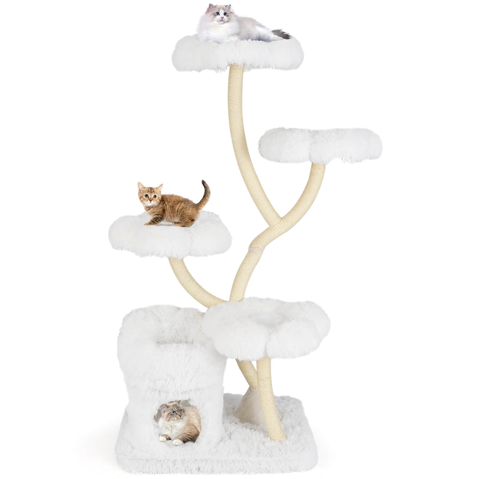CQAOE Cat Tree Tower Freestanding Tall Cat Condo with Flower Platforms ...