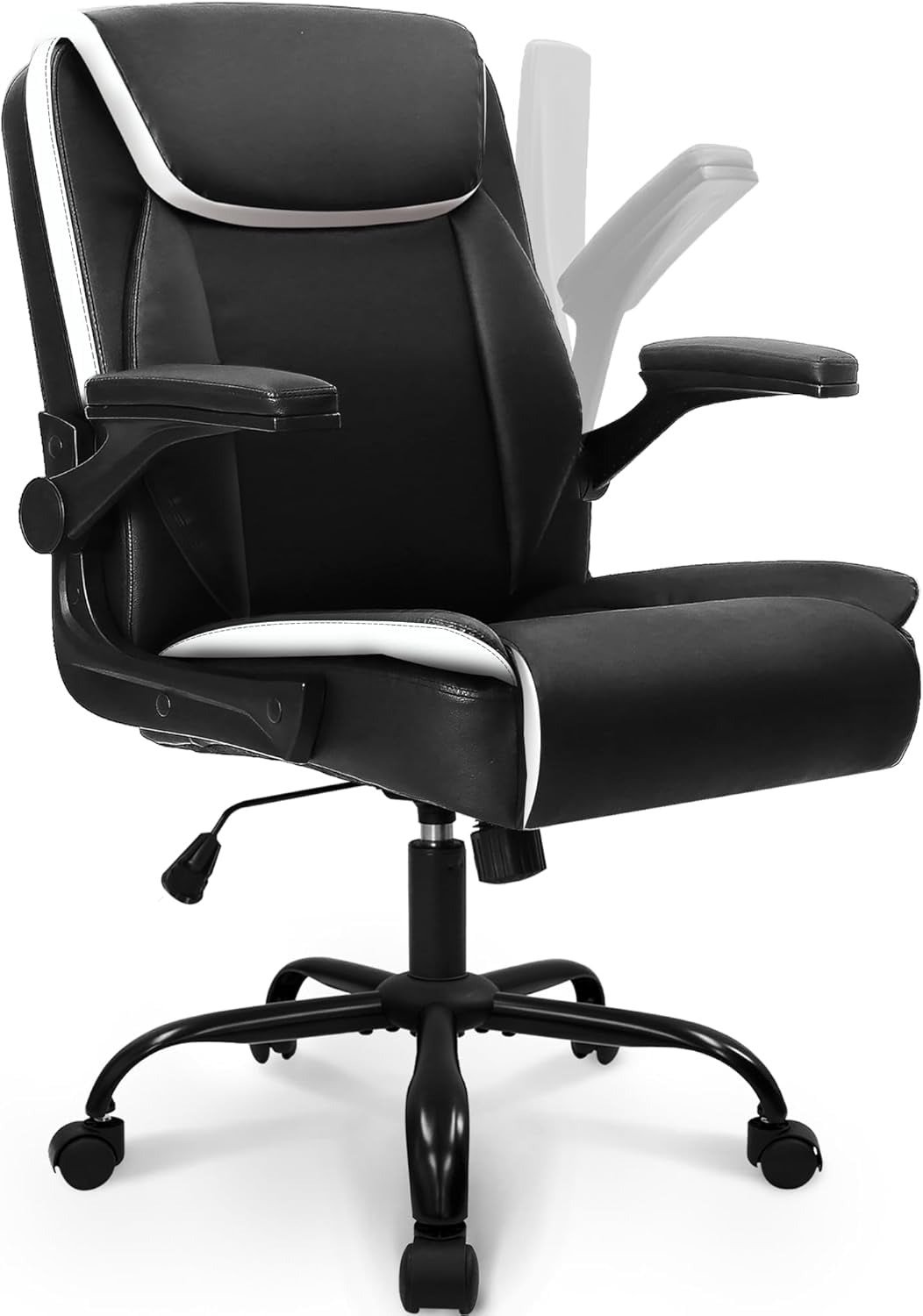 CQAOE Ergonomic Office Chair, Mid-Back Leather Executive Task Chair ...