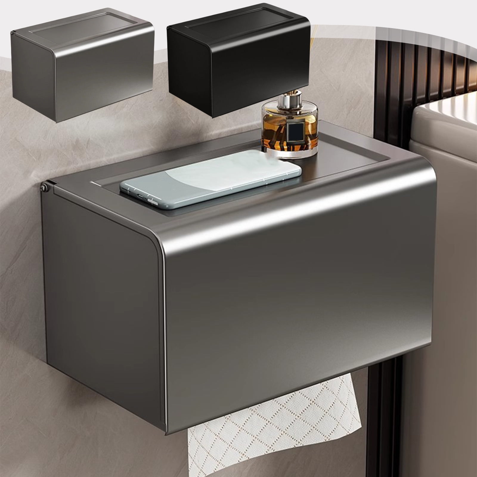 CQCYD 1Pcs No Drill Bathroom Toilet Paper Holder, Wall Mounted Toilet ...