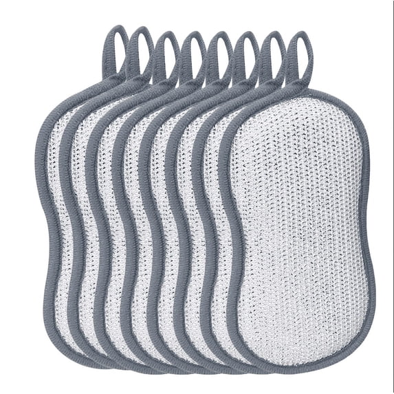 CQCYD 2 Sided Dish Sponge Scrubber, Bamboo Fiber Scouring Pad with ...