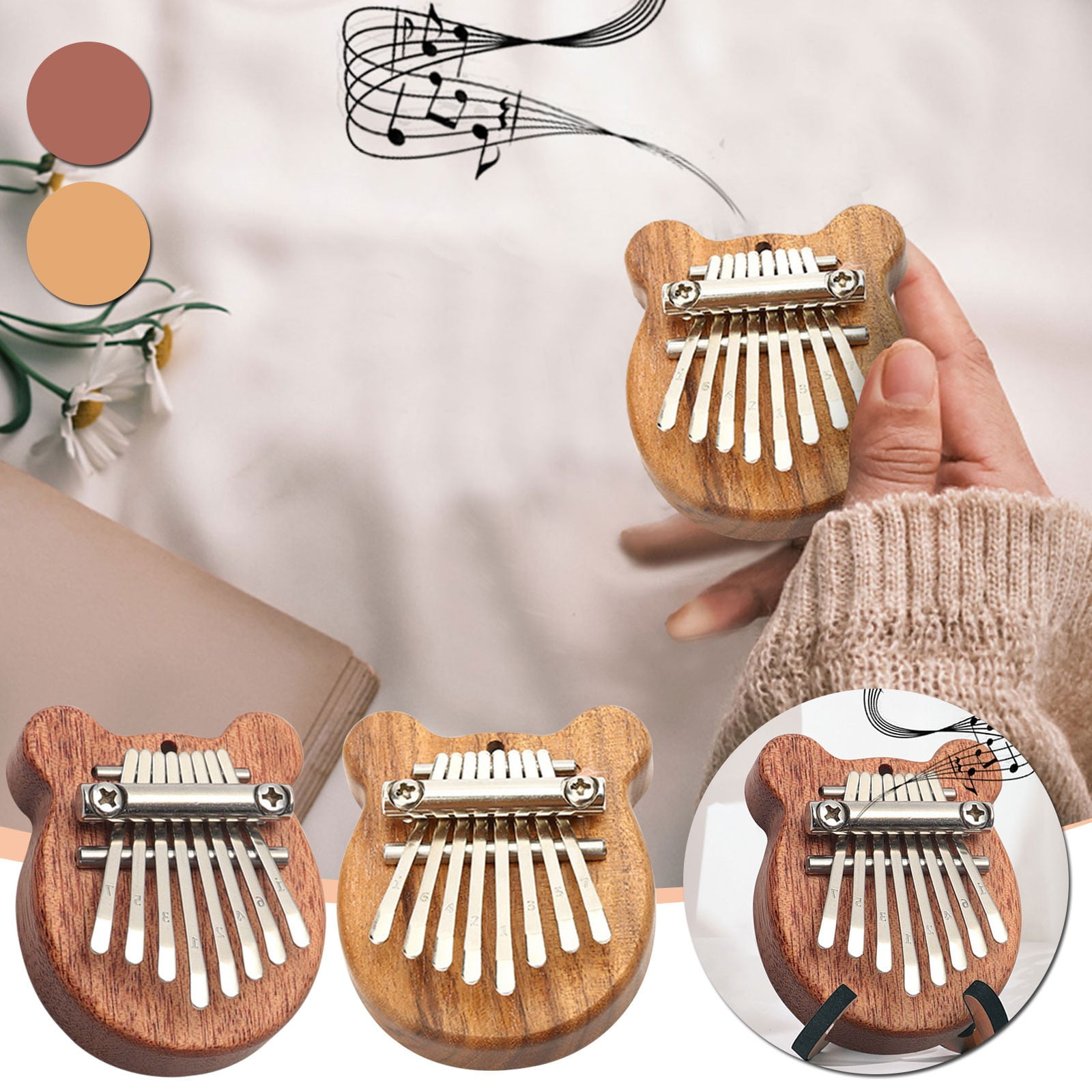 CQCYD 2Pcs 8 Key Kalimba Thumb Piano, Portable Musical Instrument ...