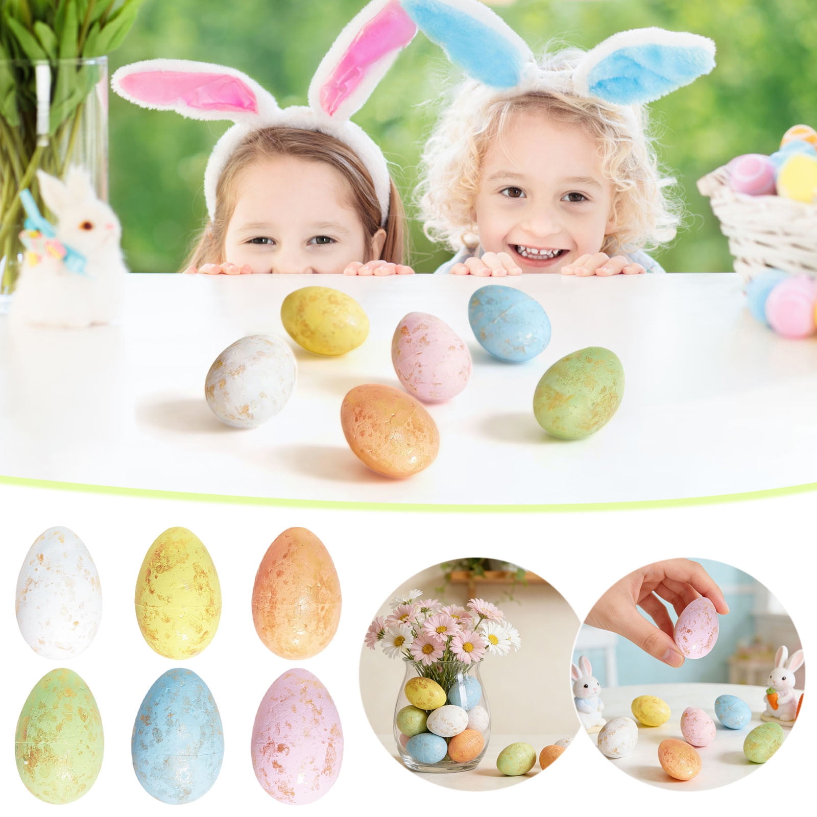 CQCYD 2Pcs Easter Decorations, Hand-Blown Glass Easter Egg Ornaments, 6 ...