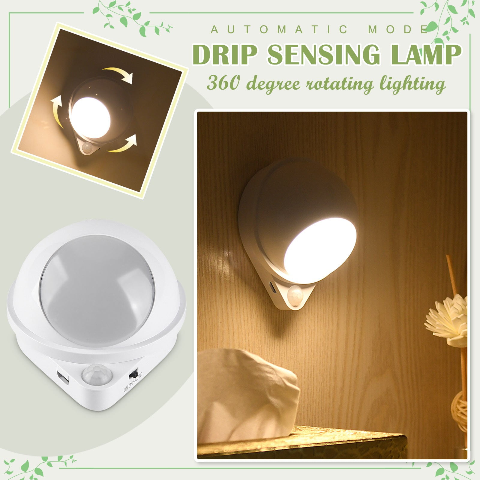 CQCYD 2Pcs Motion Sensor LED Night Light, Automatic Stair Closet ...