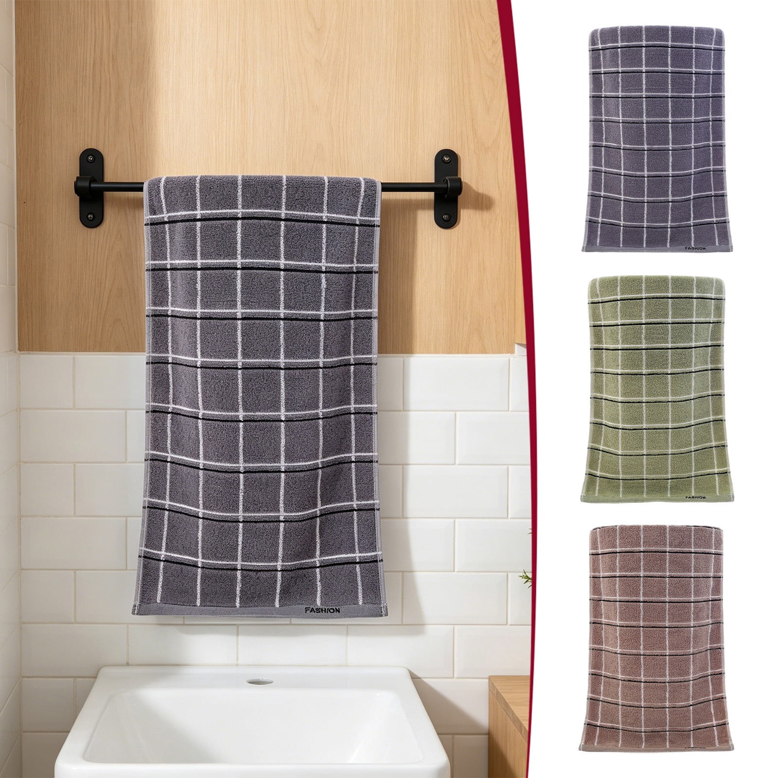 CQCYD 3Pcs 100% Cotton Checkered Face Towel, Soft Absorbent Lint Free ...