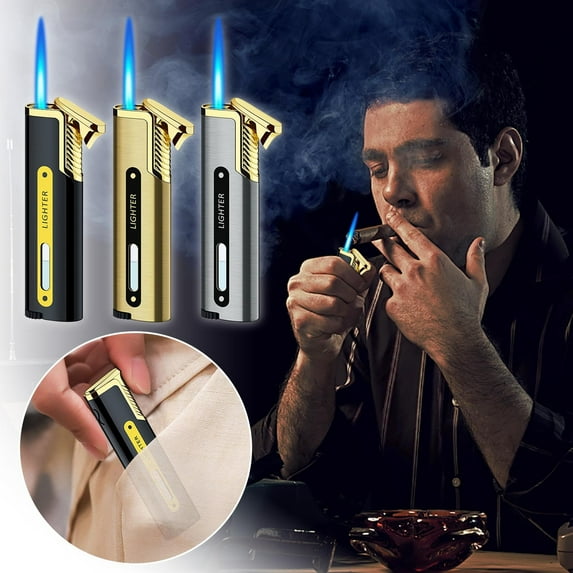 CQCYD 3Pcs Long Lighter Adjustable Flame, Windproof Blue Torch Lighter ...
