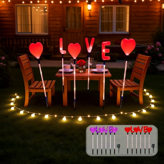 CQCYD under $5 2Pcs Solar String Lights, LED Valentines Solar Garden ...