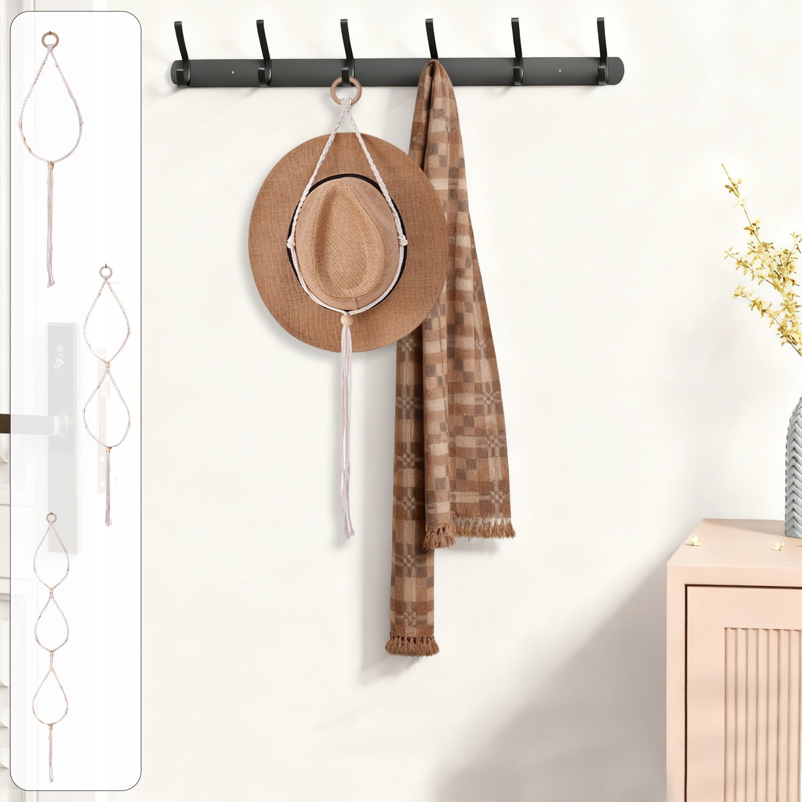 CQCYD under $5 3Pcs Hat Storage Rack, Wall Mounted Hat Rack,Rope Hat ...