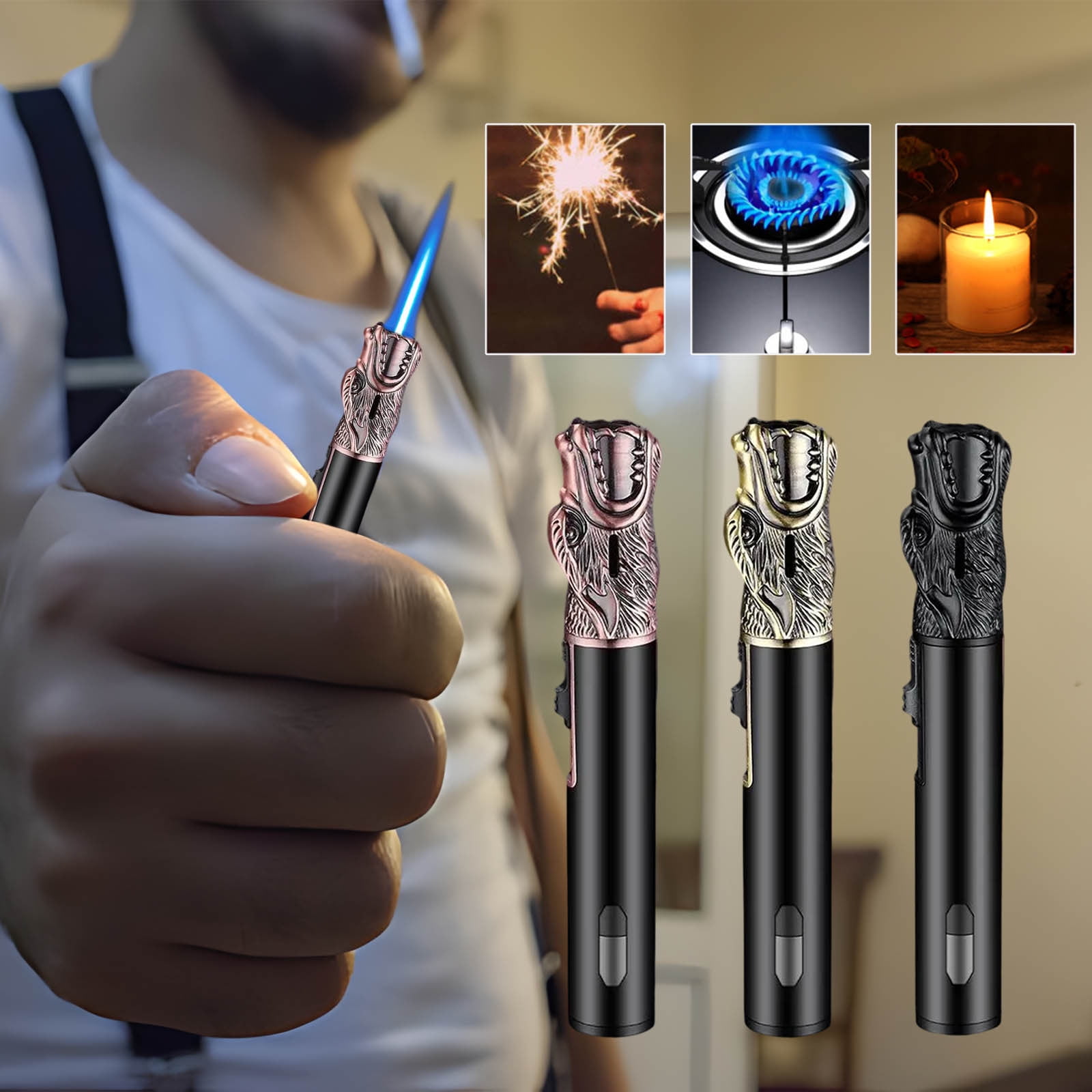 CQCYD under $5 3Pcs Multifunctional Metal Butane Lighter, Adjustable ...