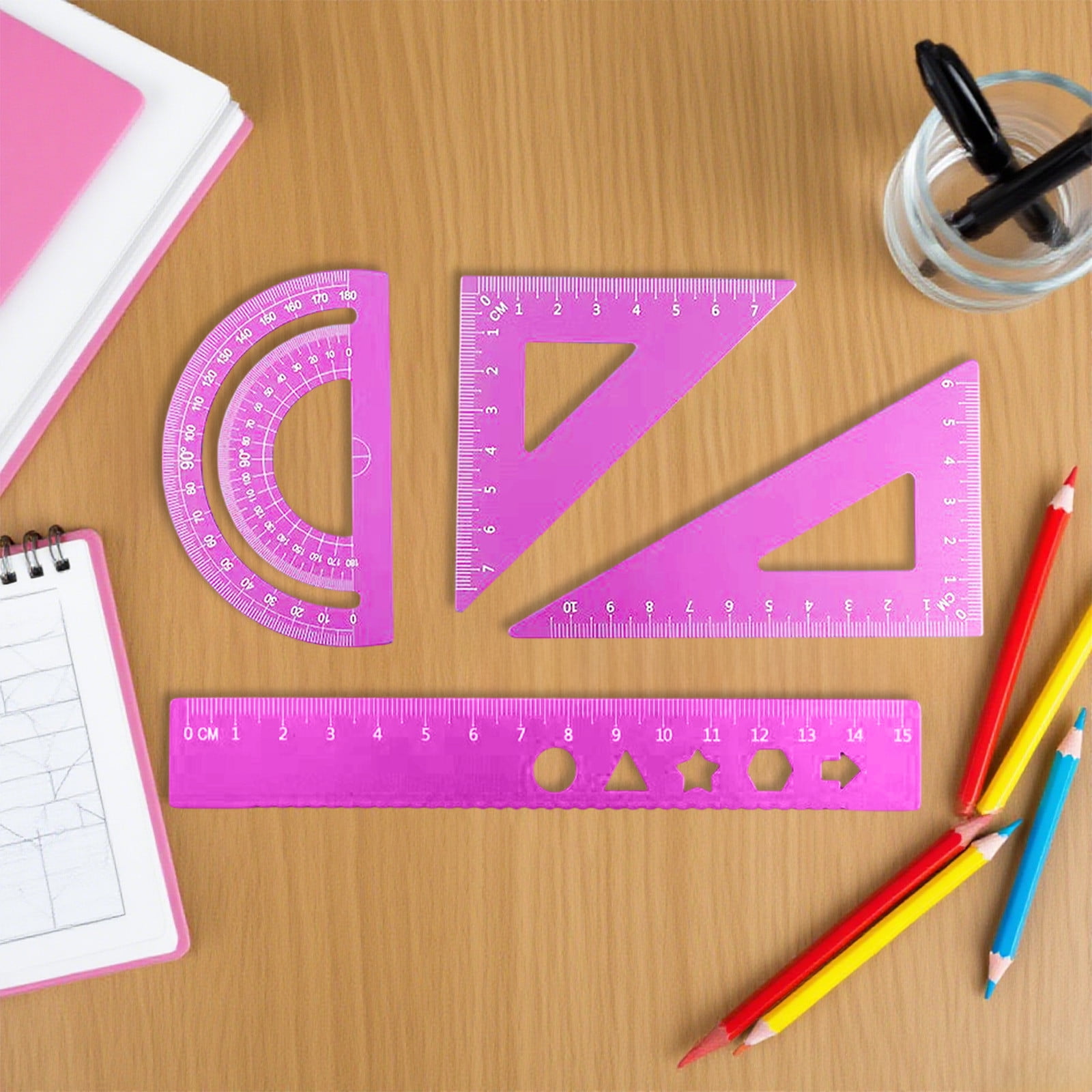 CQCYD under $5 4 Pieces Triangle Ruler, Protractor, Square and Ruler ...