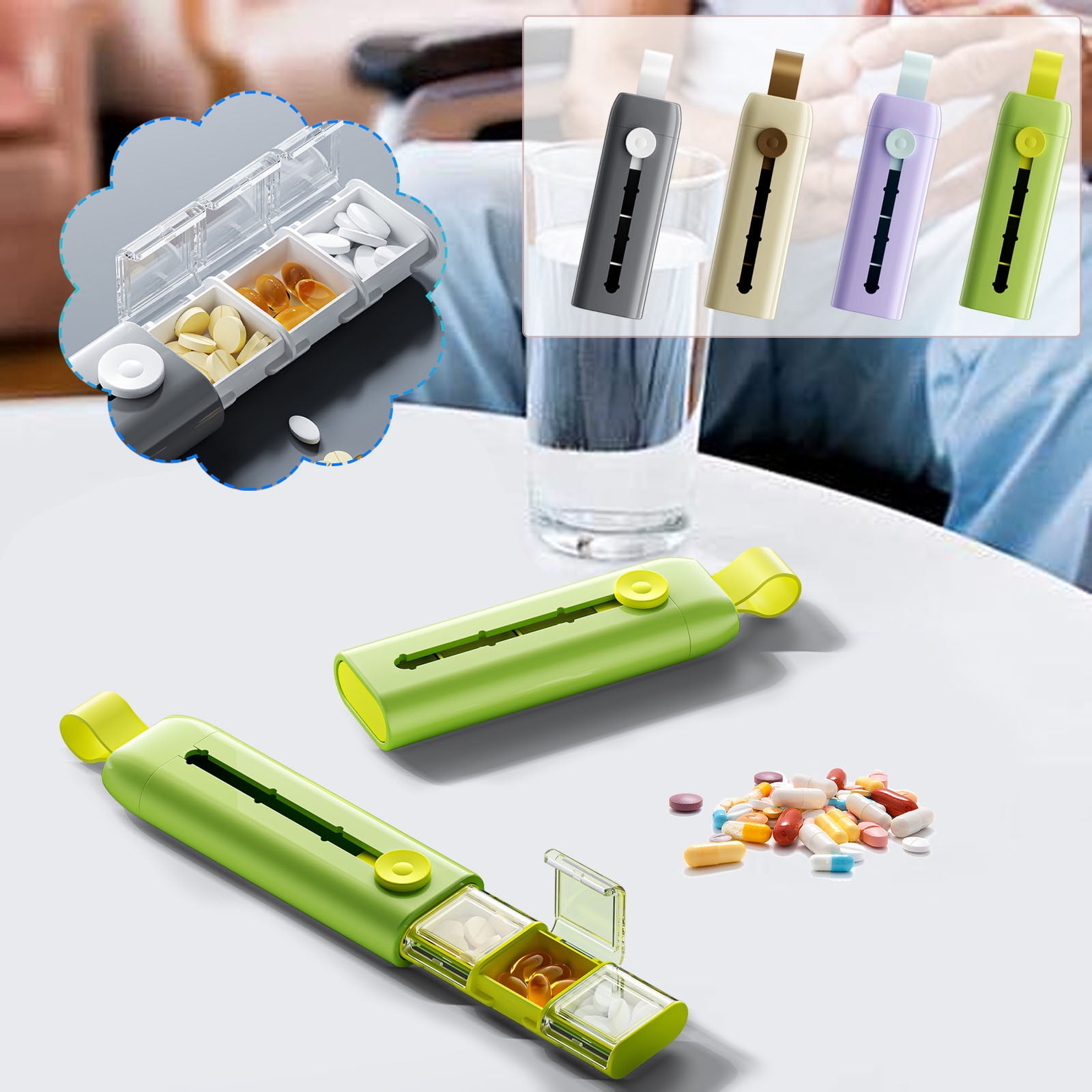 CQCYD under $5 4Pcs Travel Pill Organizer, Pull Up Medicine Storage Box ...