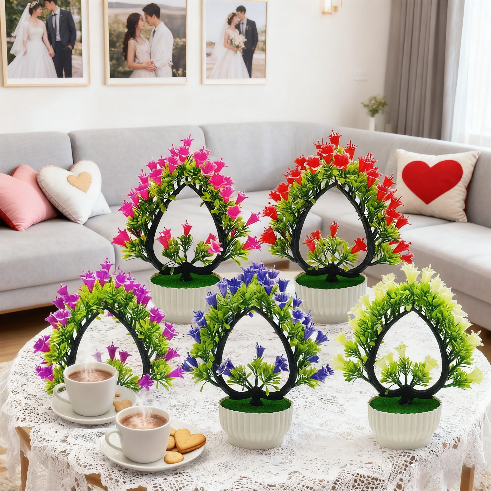 CQCYD under $5 5Pcs Artificial Flower Bonsai, Artificial Flower Bonsai ...