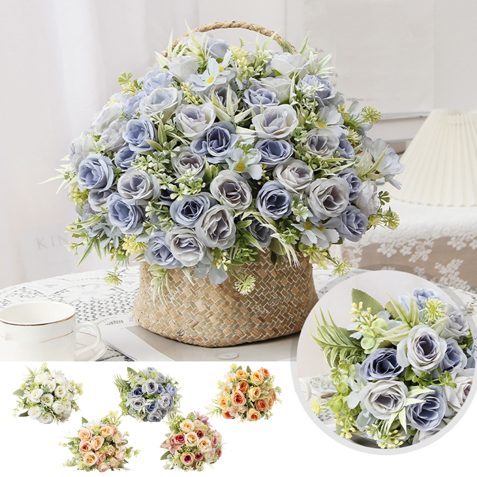 CQCYD under $5 5Pcs Artificial Rose Bouquet, Simulated Rose Flower ...