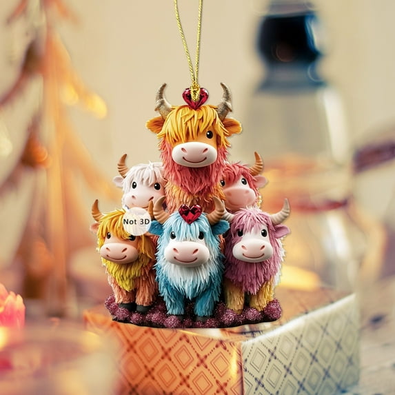 CQCYD under $5 Acrylic Car Keychain, Sweet Bull Family 2D Acrylic ...