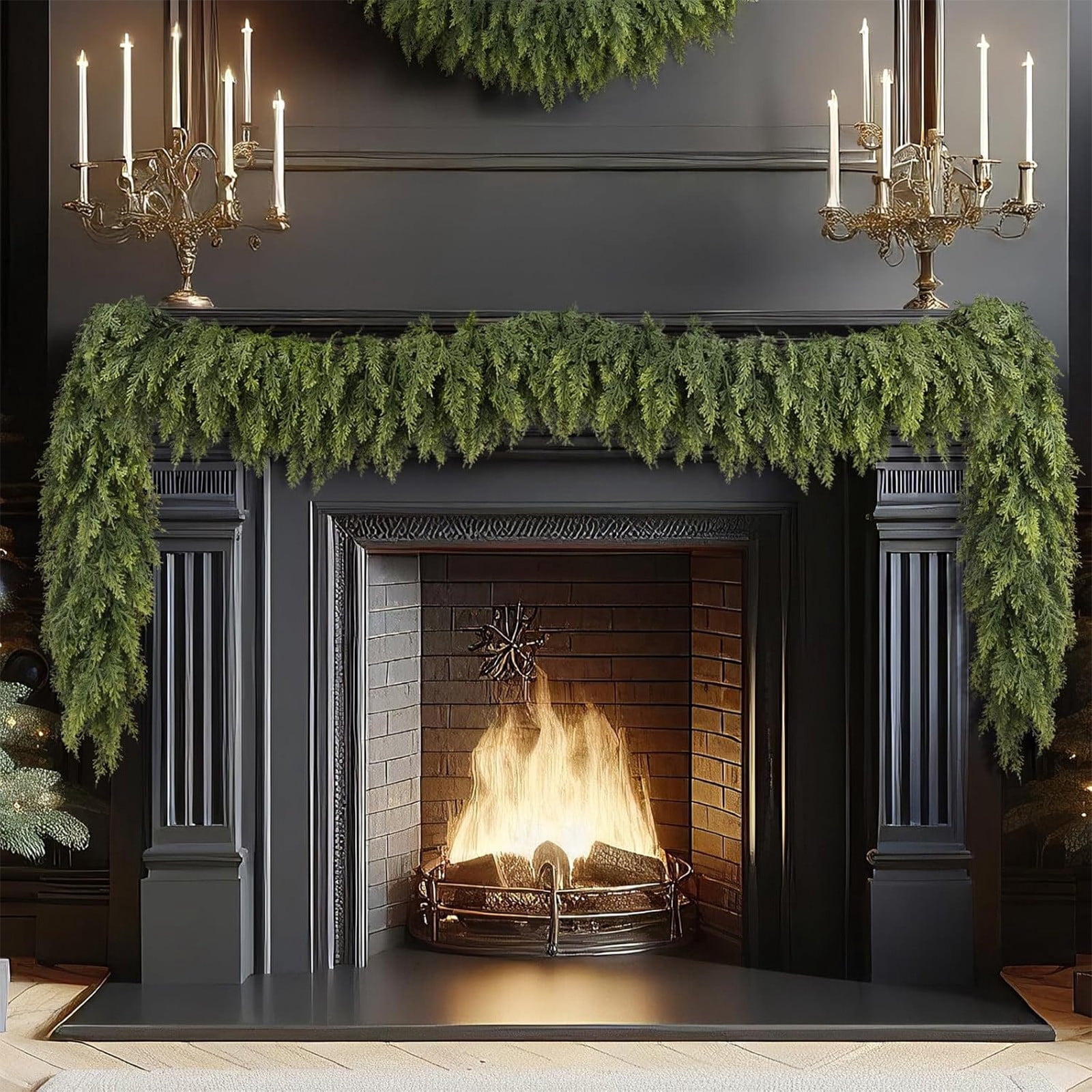 CQCYD Under $5 Christmas Cedar Garland, Real Touch Winter Cedar Cypress ...