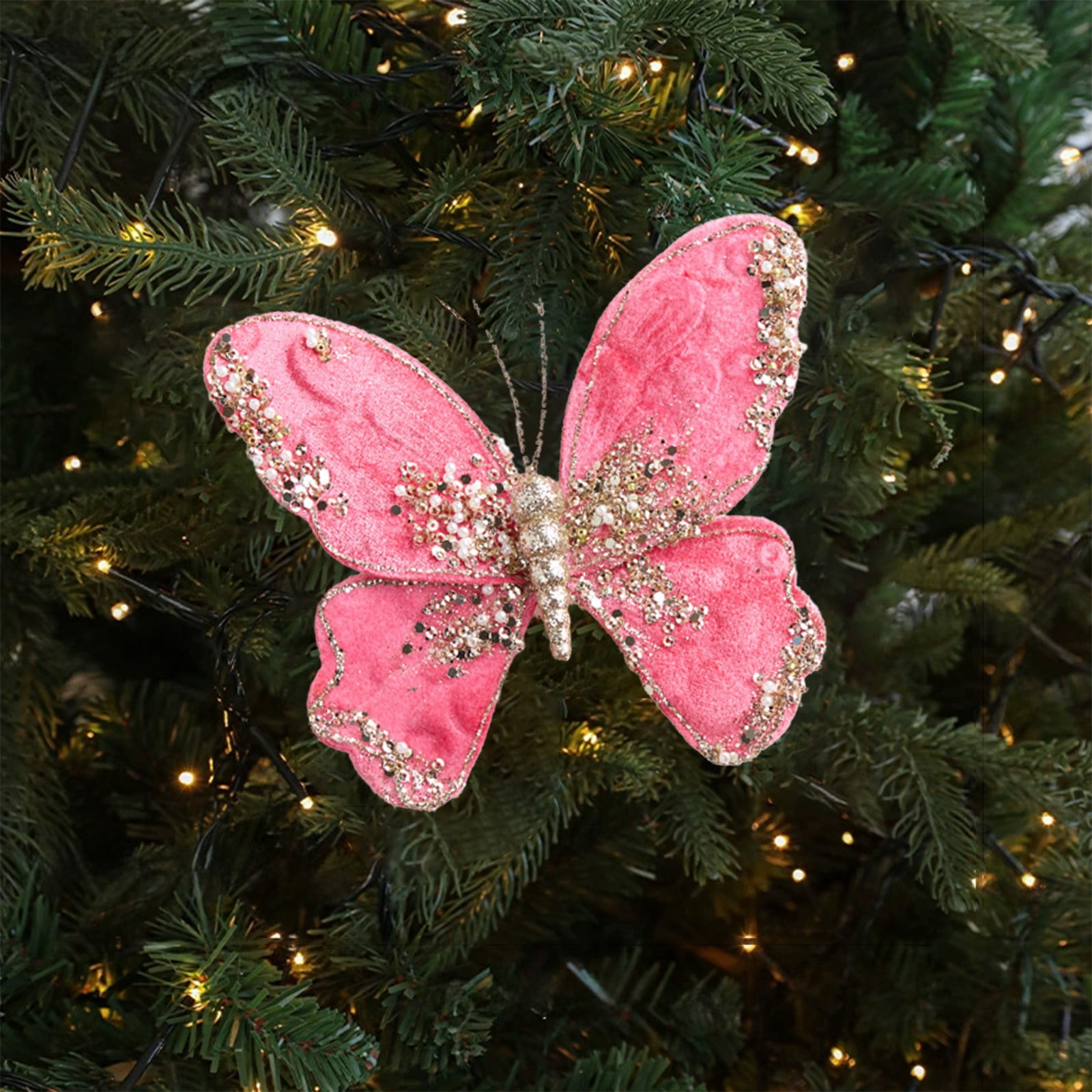 CQCYD under $5 Christmas Glitter Butterfly Ornaments for Tree Butterfly ...