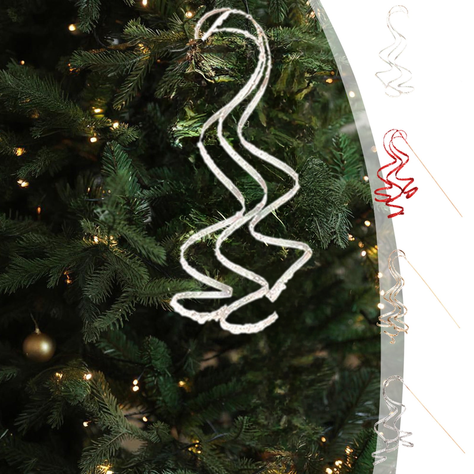 CQCYD under $5 Christmas Glitter Curly Spray Picks, Glitter Curly Ting ...
