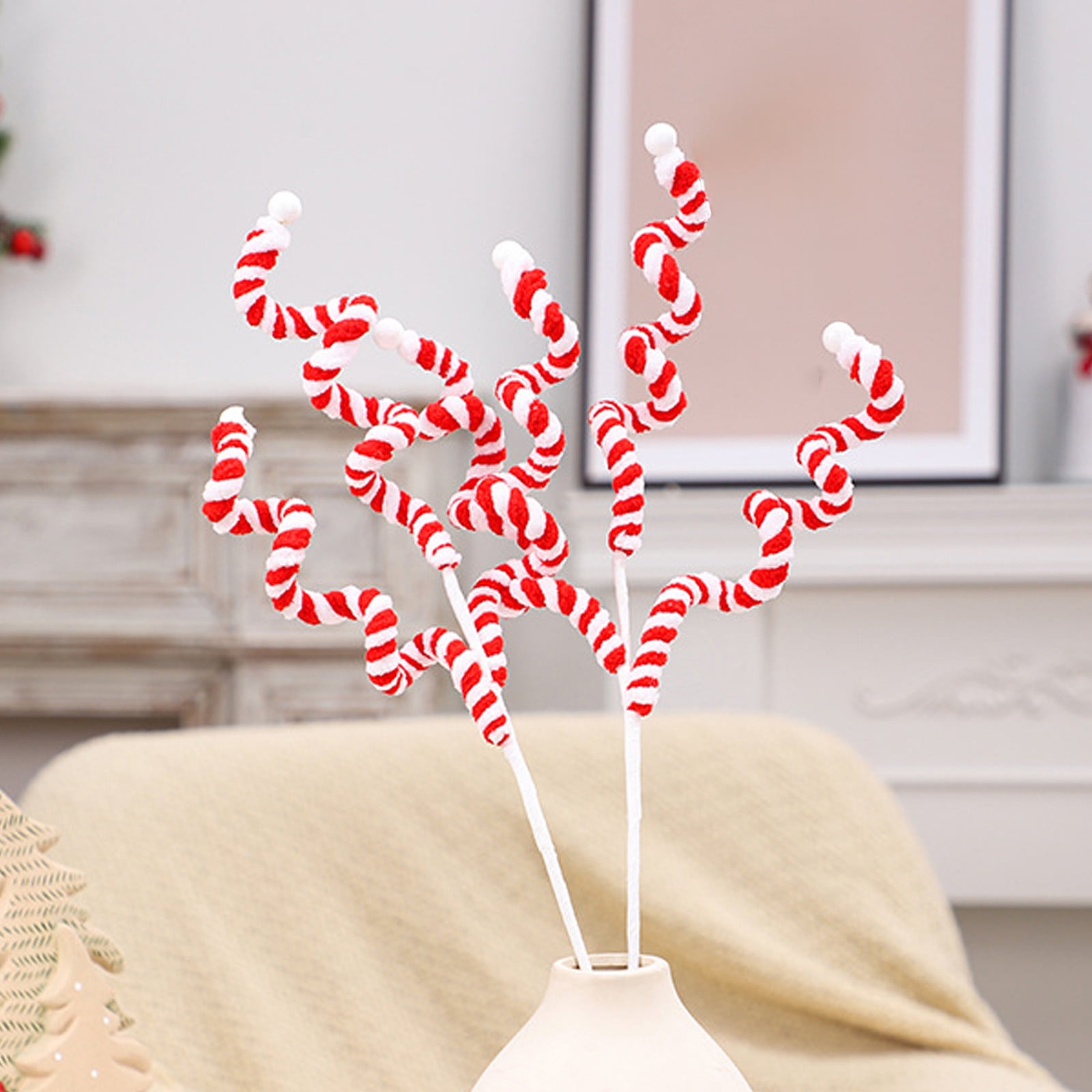 CQCYD under $5 Christmas Tree Picks, Candy Cane Curly Sticks Pendants ...