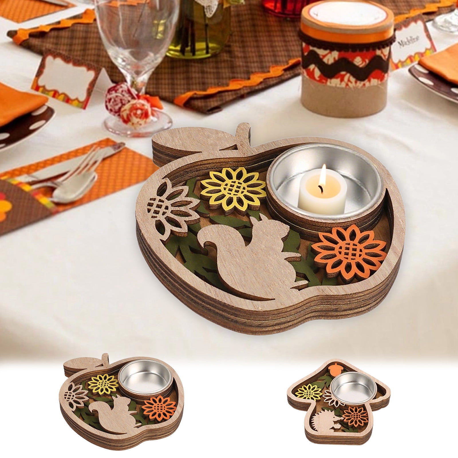 CQCYD under $5 Christmas Wooden Candle Holder Stand, Apples Shaped ...