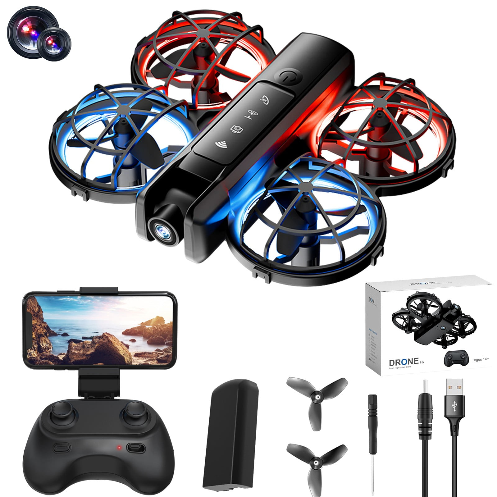 CQCYD under $5 Drone With Camera, Toy Stunt Drone With Obstacle ...