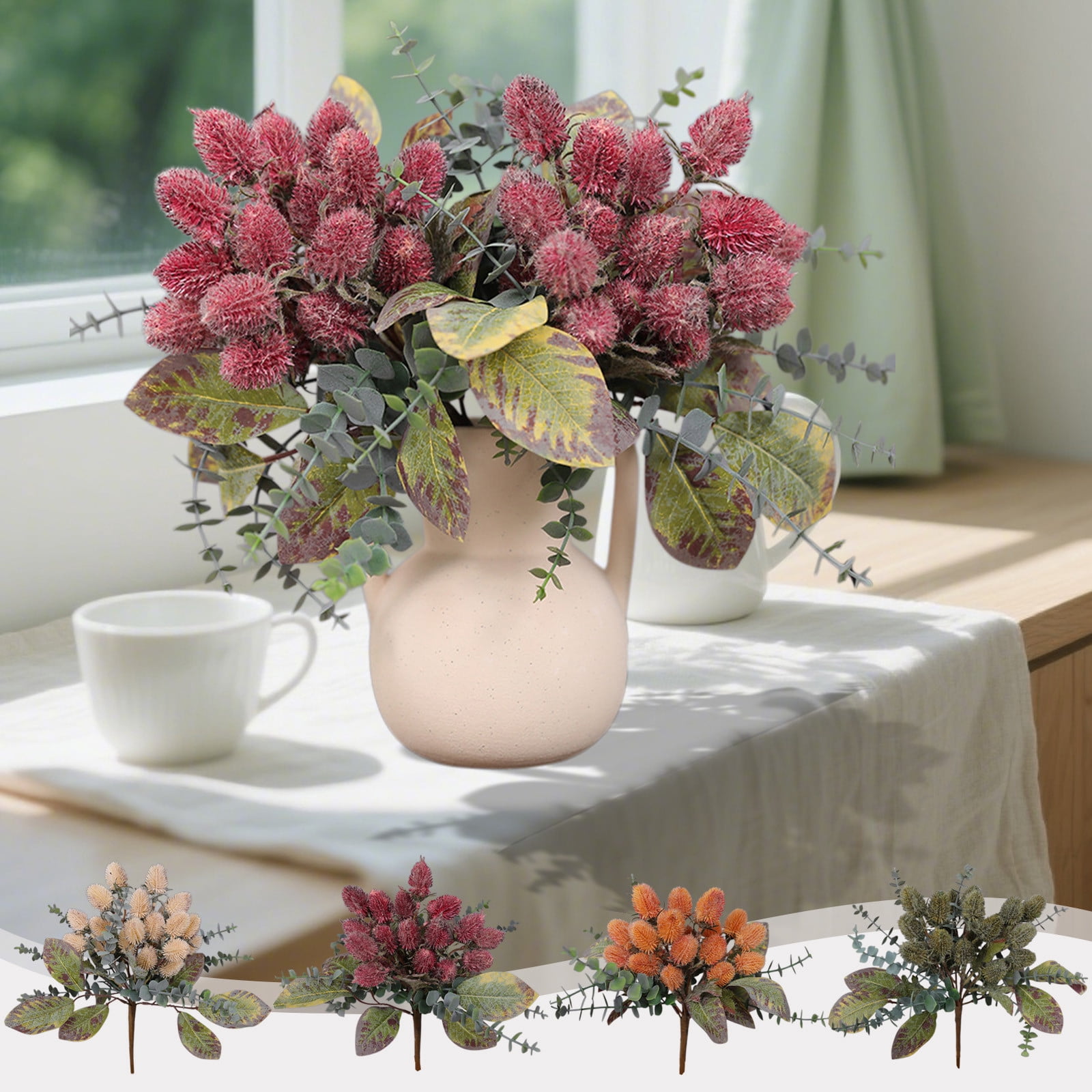 CQCYD Under $5 Faux Silk Pompon Mum Artificial Flowers, Fake Mini ...