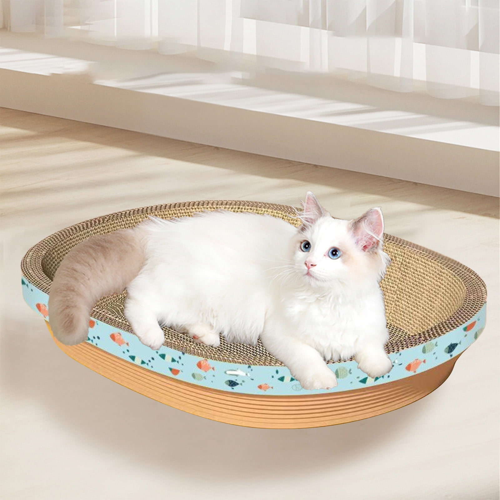 CQCYD under $5 Large Cat Scratcher Cardboard, Oval Cat Scratch Pad Bowl ...