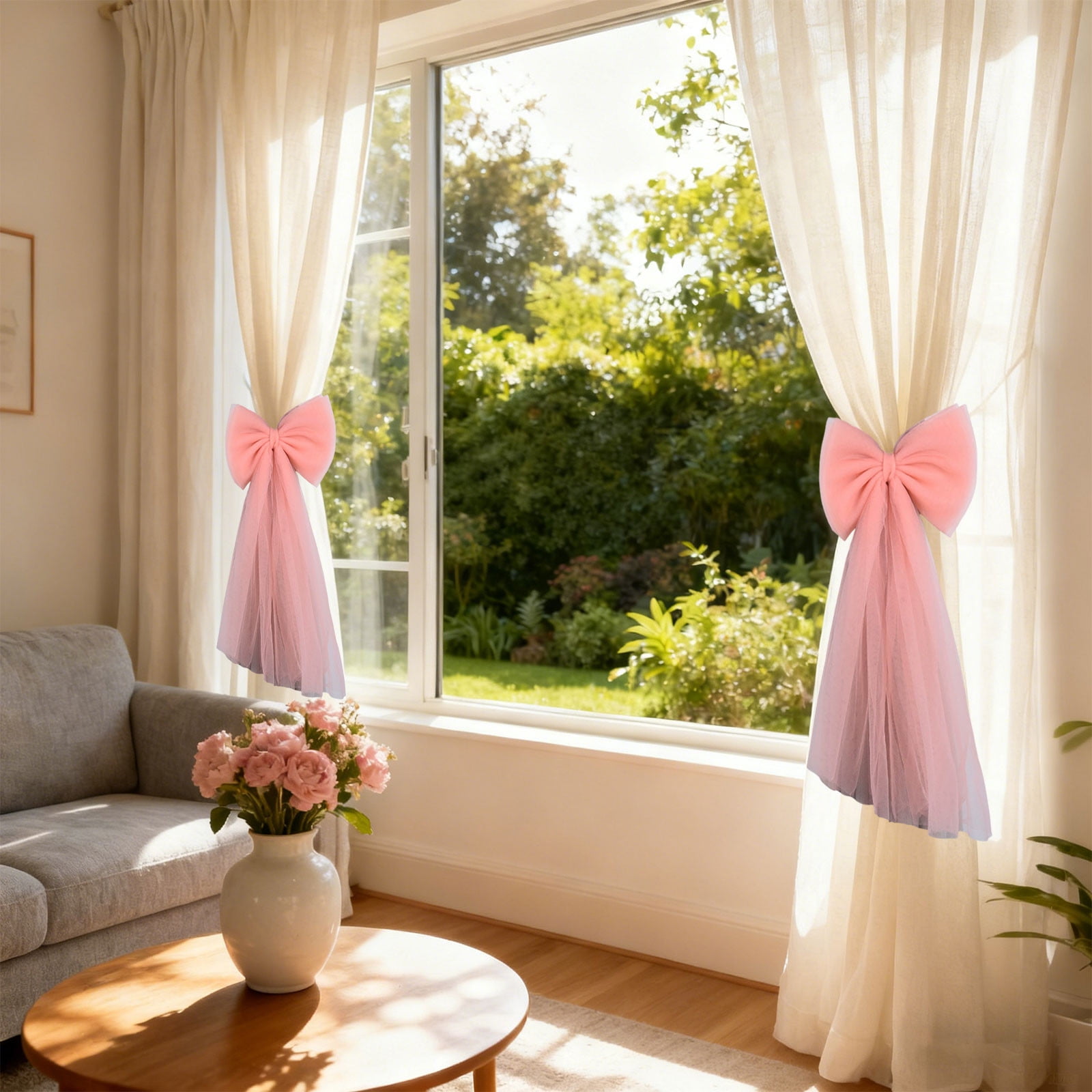 CQCYD under $5 Mesh Curtain Bow, Sheer Bow Curtain Tieback, Long ...